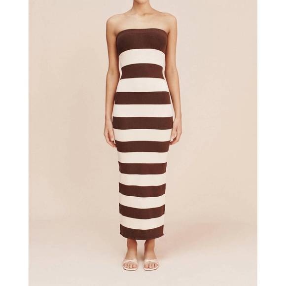 Posse | Dresses | New Posse Theo Strapless Dress In Chocolatecream ...